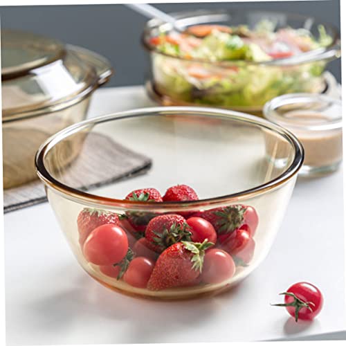 Asakkura 1pc Amber Salad Bowl Glass Fruit Bowl Glass Cereal Bowls Dessert Cups Glass Transparent Salad Bowl Glass Serving Bowl Deep Serving Bowl Microwave Bowl Multipurpose Glassware Khaki