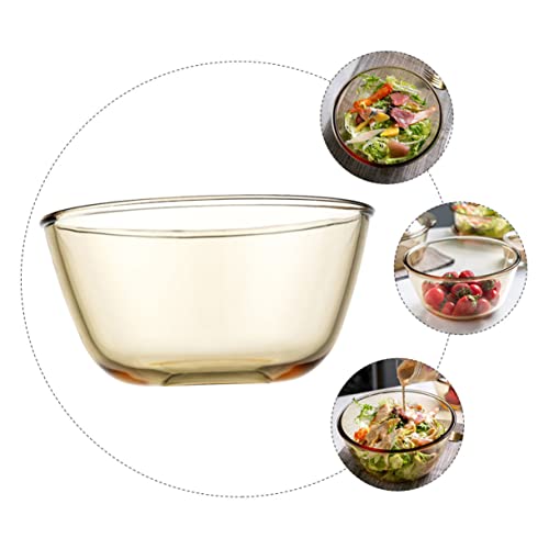 Asakkura 1pc Amber Salad Bowl Glass Fruit Bowl Glass Cereal Bowls Dessert Cups Glass Transparent Salad Bowl Glass Serving Bowl Deep Serving Bowl Microwave Bowl Multipurpose Glassware Khaki