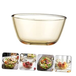 Asakkura 1pc Amber Salad Bowl Glass Fruit Bowl Glass Cereal Bowls Dessert Cups Glass Transparent Salad Bowl Glass Serving Bowl Deep Serving Bowl Microwave Bowl Multipurpose Glassware Khaki