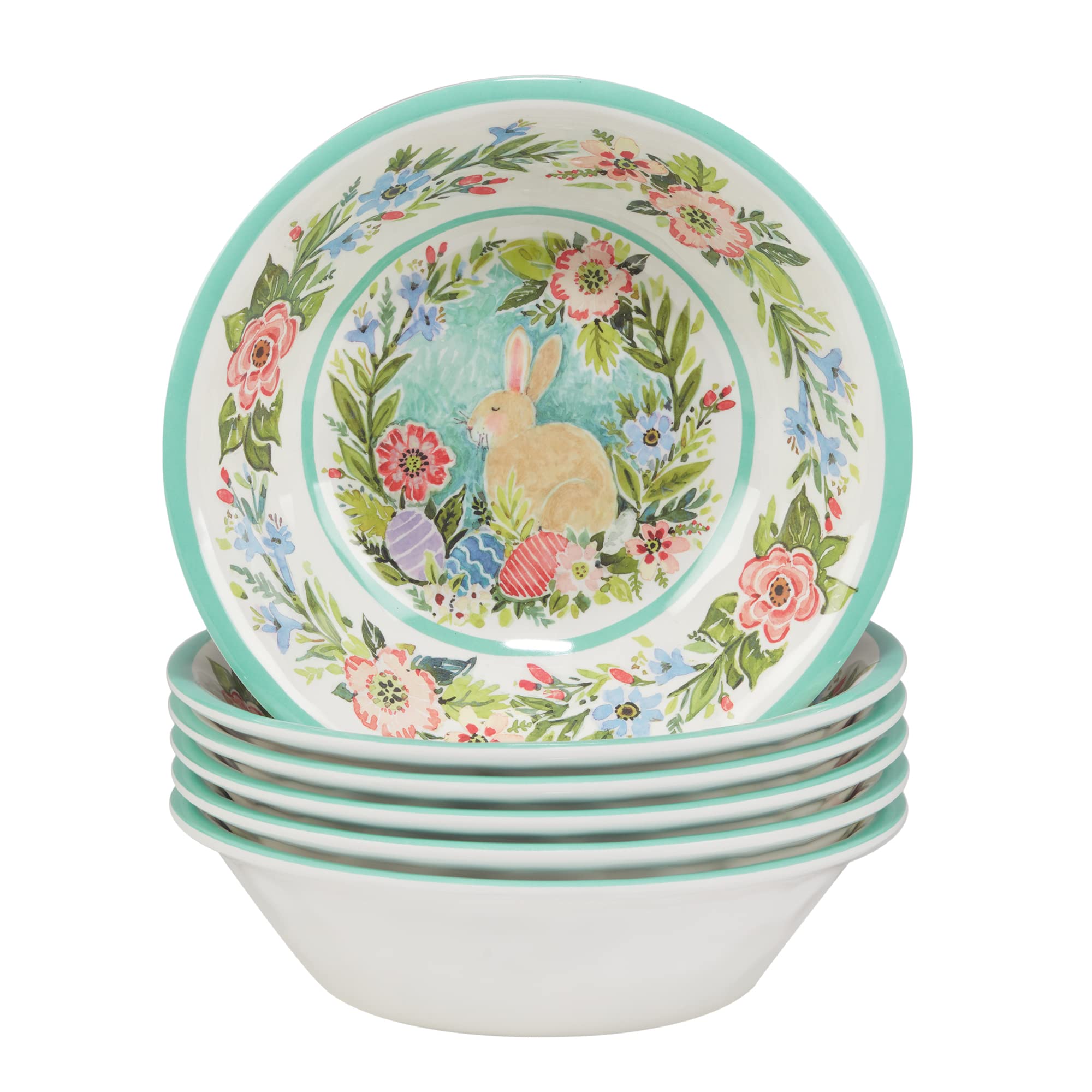 Certified International Joy of Easter 22 Oz. Melamine All Purpose Bowls, Set of 6, Multicolor