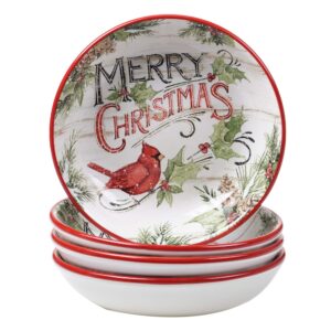 certified international evergreen christmas 36 oz. soup/cereal bowls, set of 4