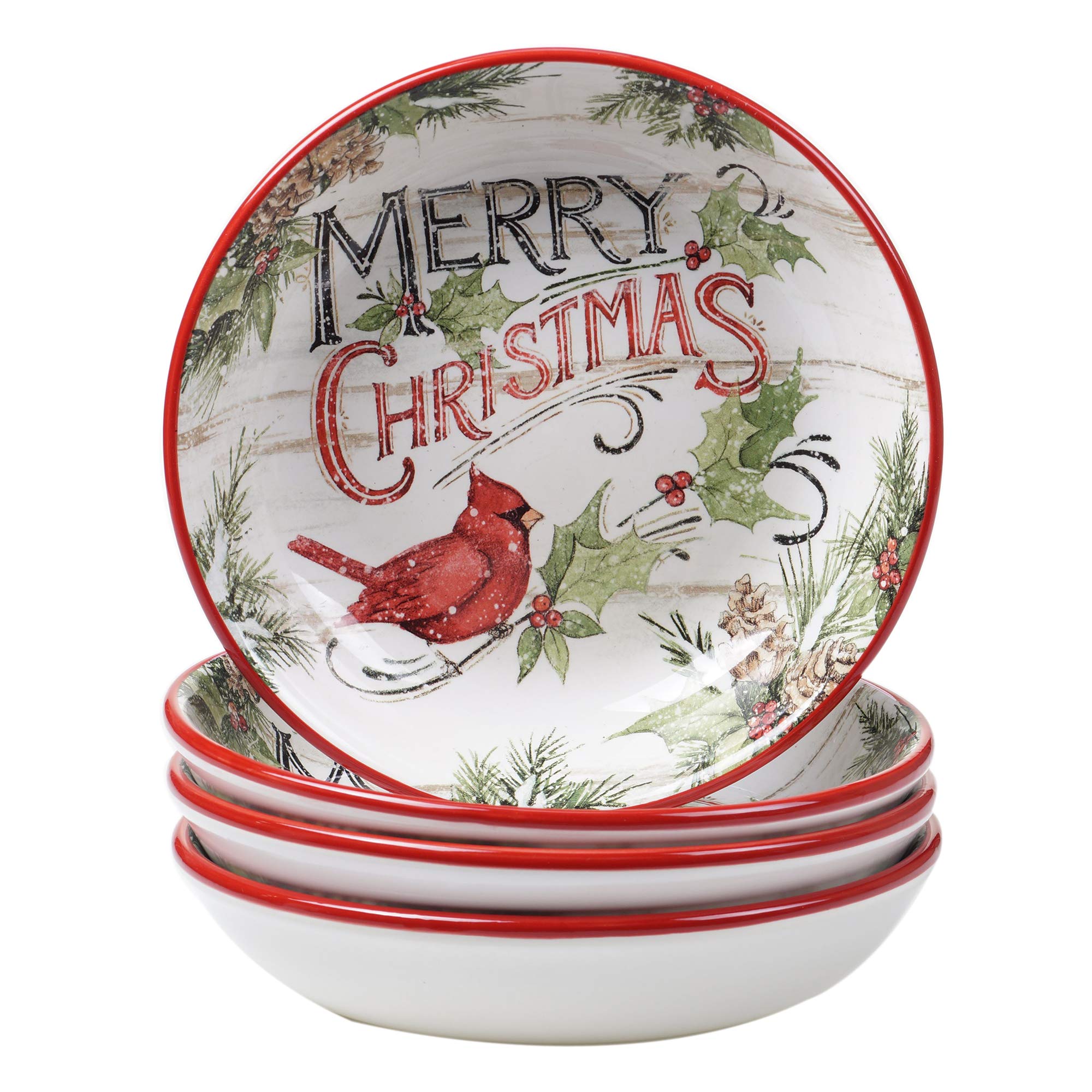 Certified International Evergreen Christmas 36 oz. Soup/Cereal Bowls, Set of 4