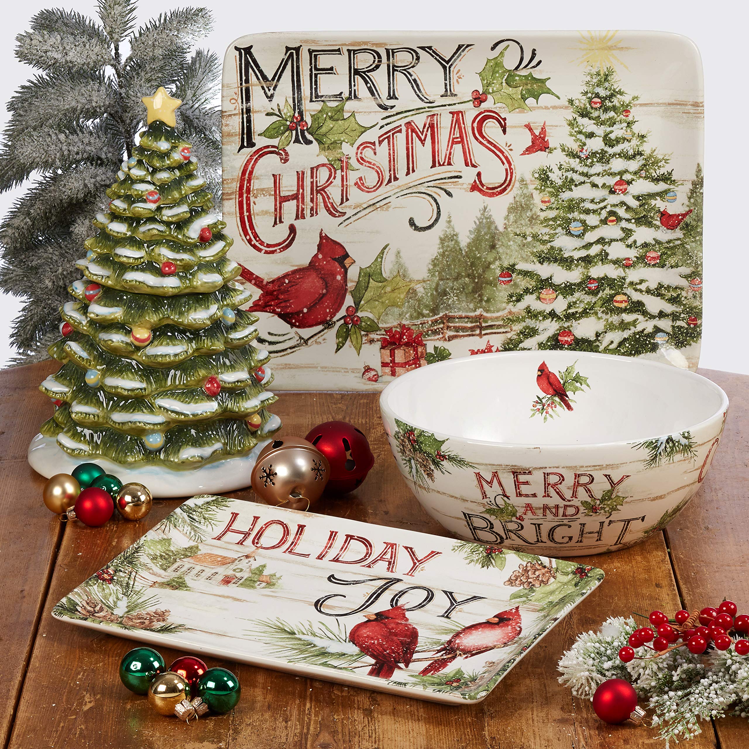 Certified International Evergreen Christmas 36 oz. Soup/Cereal Bowls, Set of 4