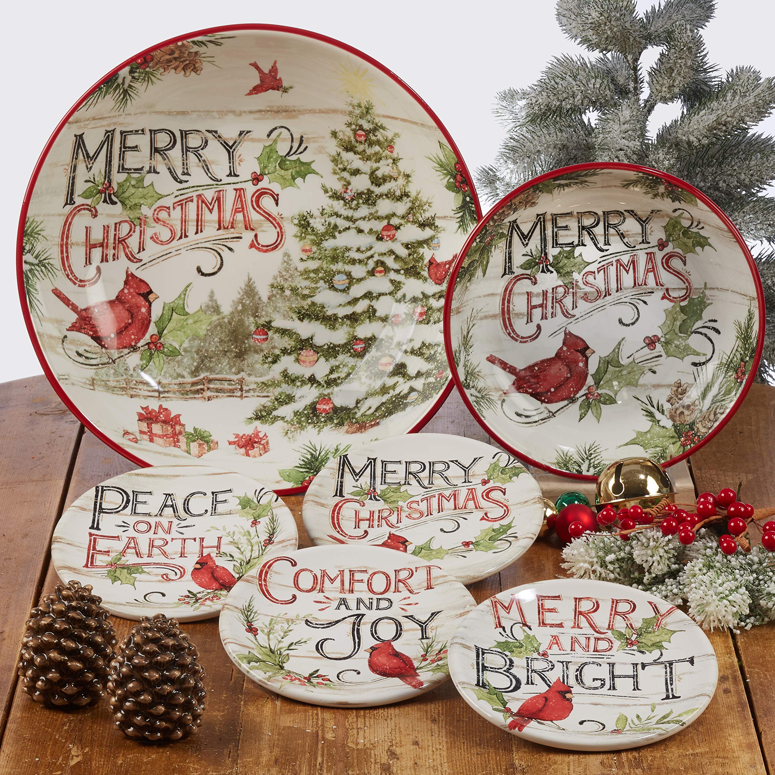 Certified International Evergreen Christmas 36 oz. Soup/Cereal Bowls, Set of 4