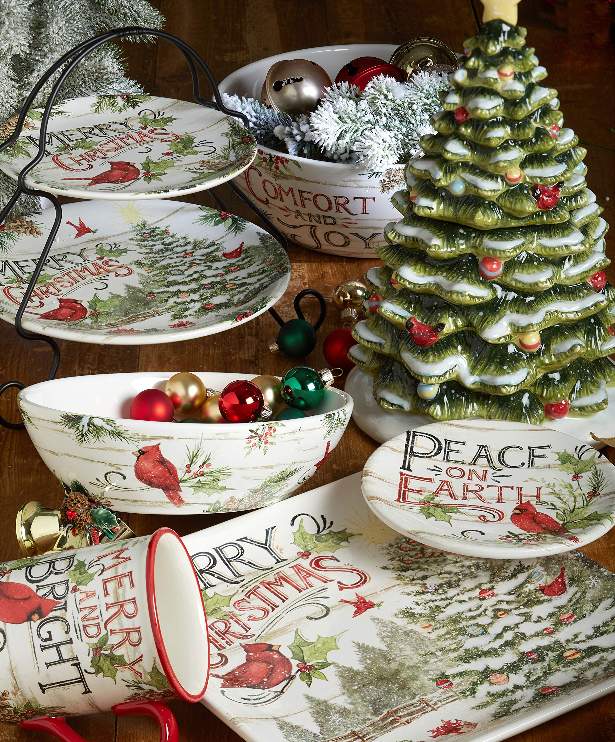 Certified International Evergreen Christmas 36 oz. Soup/Cereal Bowls, Set of 4