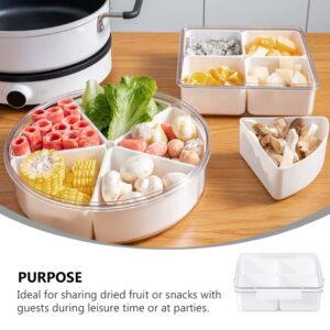 Yardwe Sealed Box with lid，1PC Reusable Snack Container with 4 Compartment Dispenser and Lid,Plastic Organizer(Square Tray)