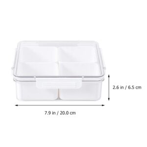 Yardwe Sealed Box with lid，1PC Reusable Snack Container with 4 Compartment Dispenser and Lid,Plastic Organizer(Square Tray)