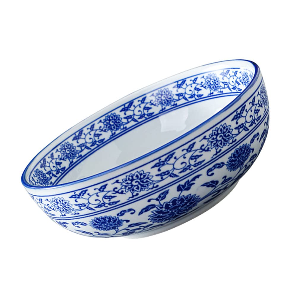 DOITOOL Ceramic Ramen Bowl Blue and White Porcelain Bowl Noodle Serving Bowls Kitchen Deep Soup Pho Bowls Salad Bowls for Ramen Pasta Cereal Dessert 8inch