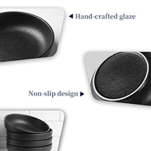 YJR Ceramic Pasta Bowls, Salad Bowls, Large Serving Bowl Set, Wide and Shallow - 35 Ounce, Set of 4, Matt Black