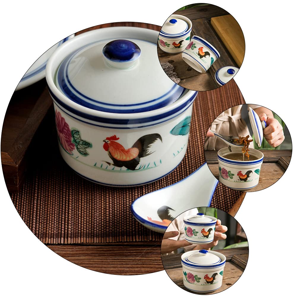 Hemoton Rice Cooker Small 1pc Ceramic Cock Tureen Ceramics Food Container Clay Baking Pots