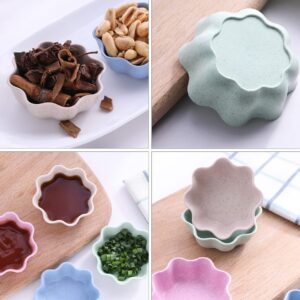 Hemoton 16pcs Nuts Bbq Cream Dishes Wheat Mini Server Side Kitchen Food Ramekin Seasoning Flower Serving Restaurant Dessert Straw Sauce Soy Colors Dry Mixed Color Appetizer Bowl Stalk for