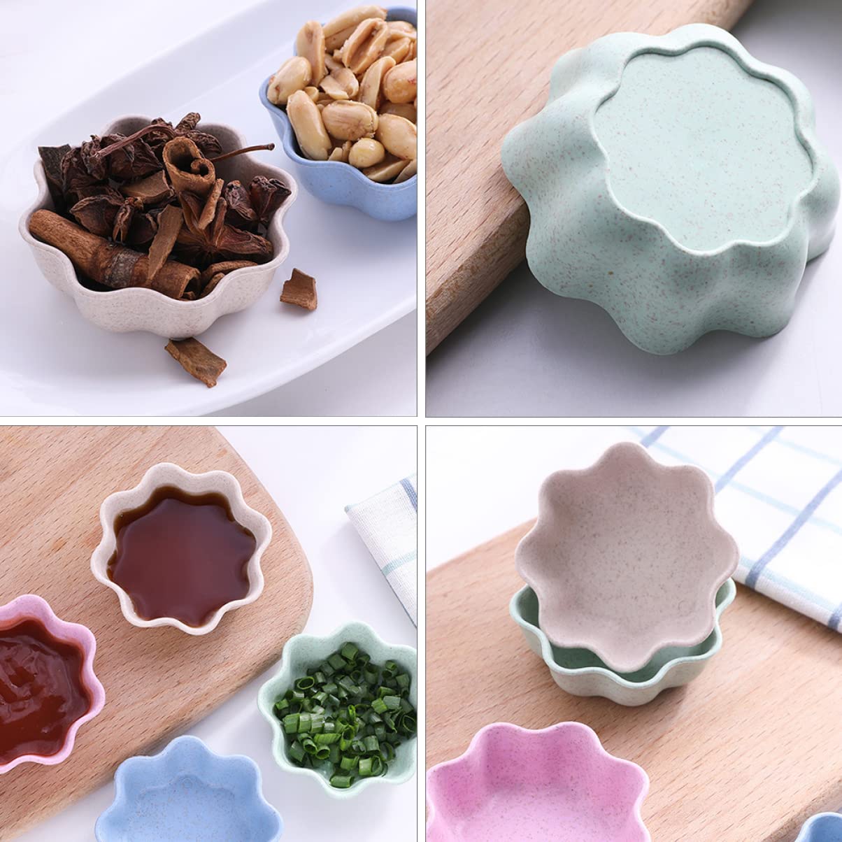 Hemoton 16pcs Nuts Bbq Cream Dishes Wheat Mini Server Side Kitchen Food Ramekin Seasoning Flower Serving Restaurant Dessert Straw Sauce Soy Colors Dry Mixed Color Appetizer Bowl Stalk for