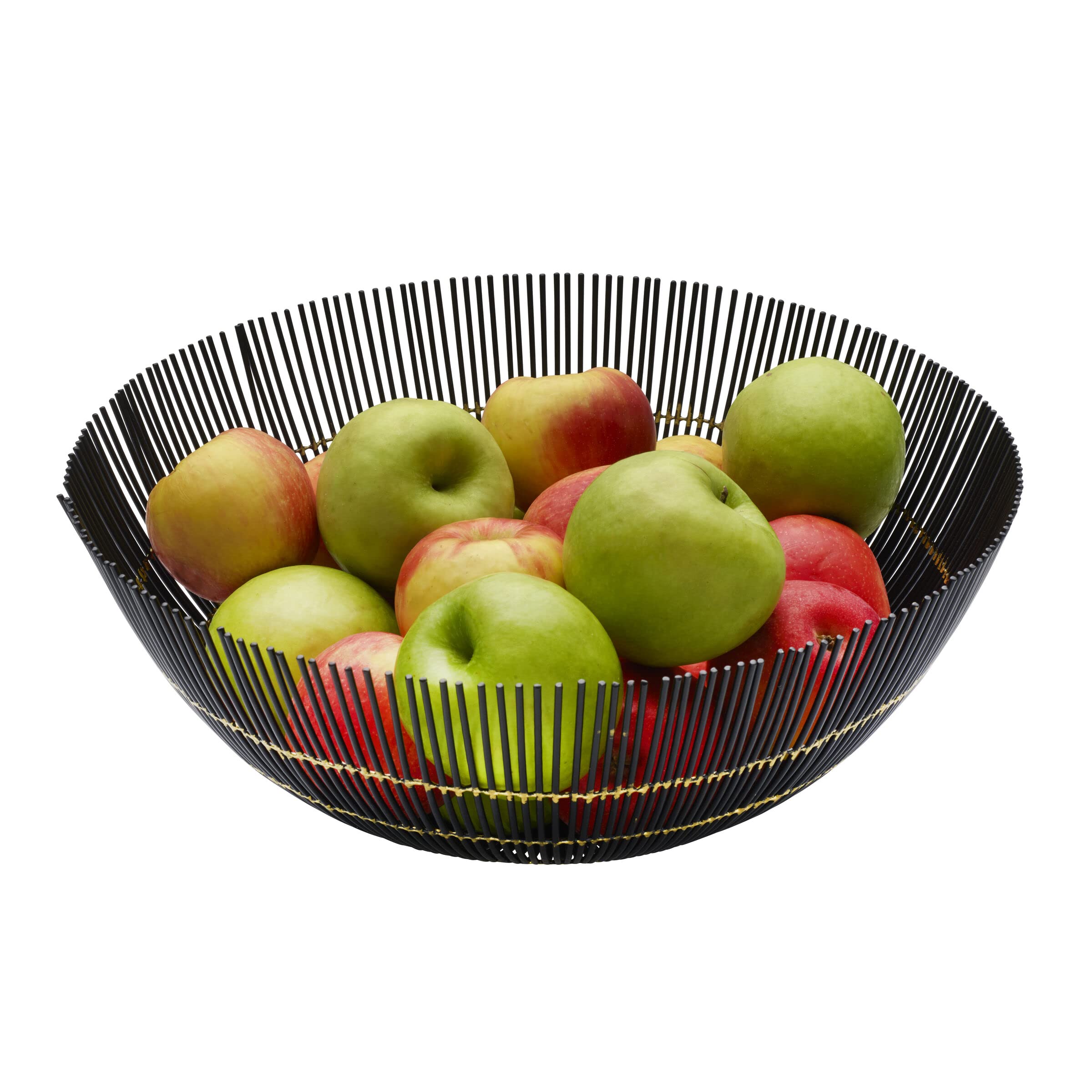 Gourmet Basics by Mikasa Benson Metal Centerpiece Fruit Basket, 15-Inch, Black