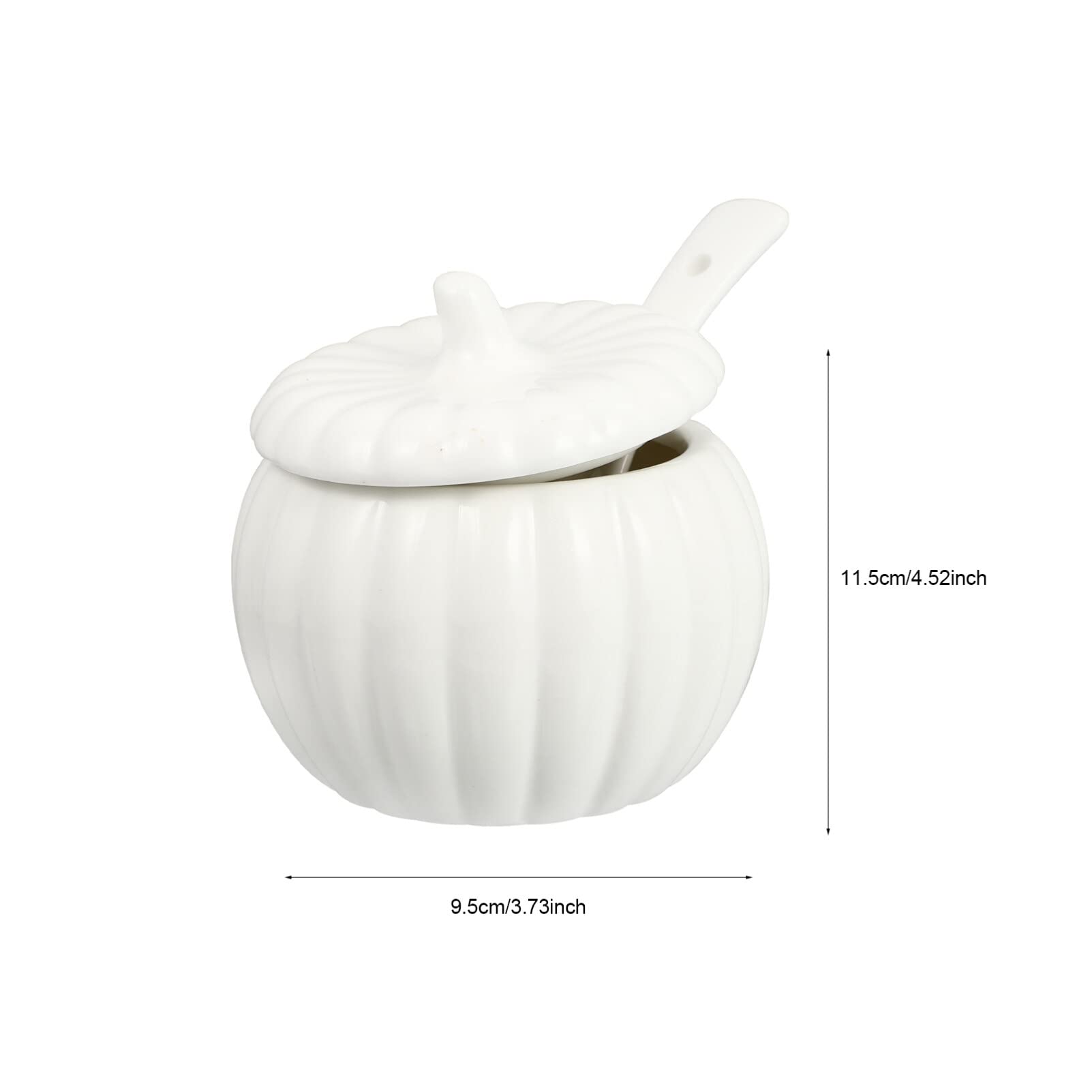 Cabilock Ceramic Soup Bowl with Lid Spoon Saucer Steamed Egg Bowl Pumpkin Shaped Dessert Pot Seasoning Jar Dip Bowl Plate Dish Kitchen Gadgets White