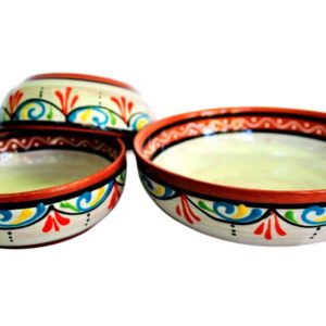 Canyon Cactus Ceramics Spanish Terracotta Set Of 3 Small Dipping Bowls, White