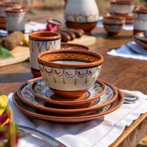 Canyon Cactus Ceramics Spanish Terracotta Set Of 3 Small Dipping Bowls, White