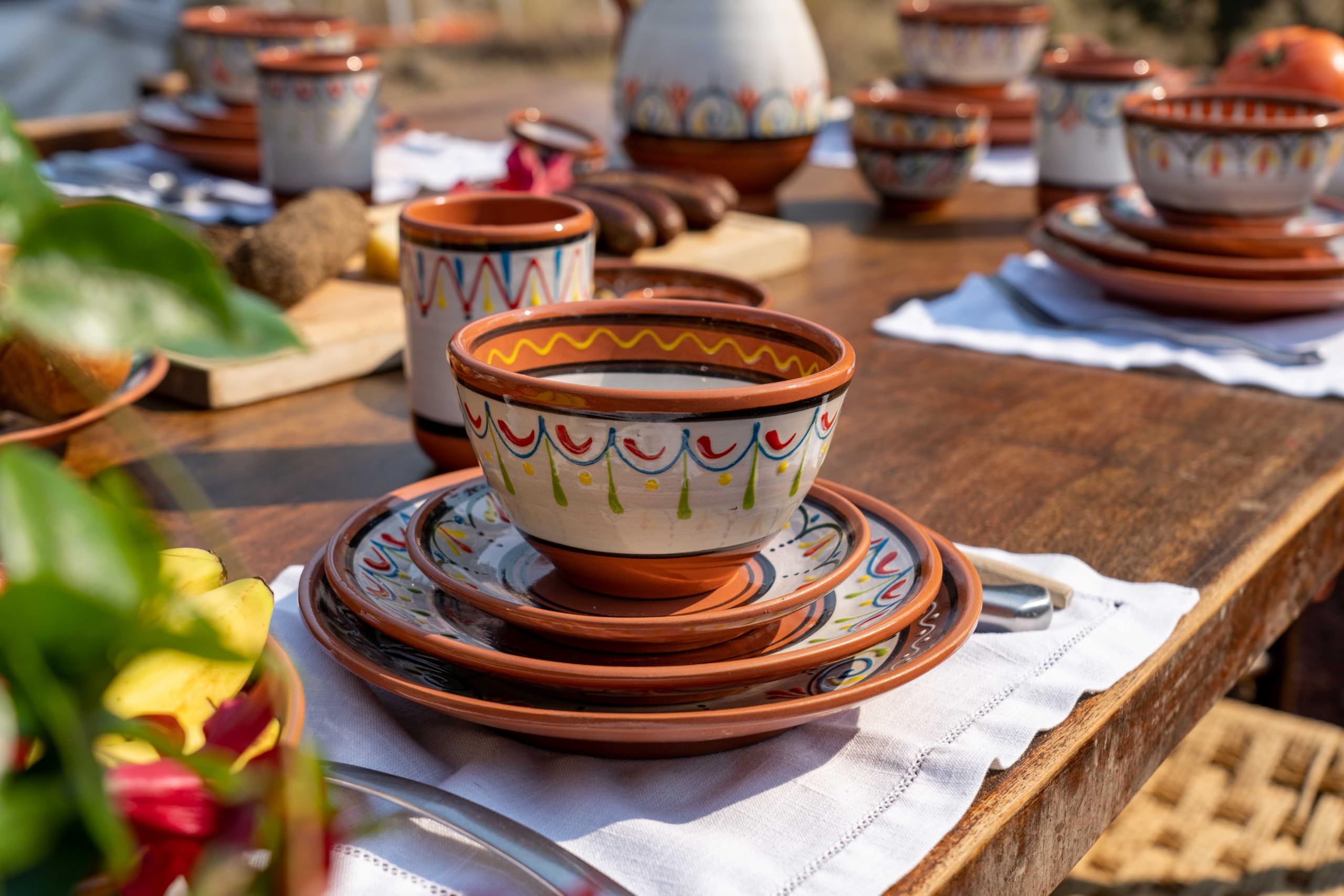 Canyon Cactus Ceramics Spanish Terracotta Set Of 3 Small Dipping Bowls, White