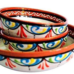 Canyon Cactus Ceramics Spanish Terracotta Set Of 3 Small Dipping Bowls, White