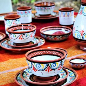 Canyon Cactus Ceramics Spanish Terracotta Set Of 3 Small Dipping Bowls, White