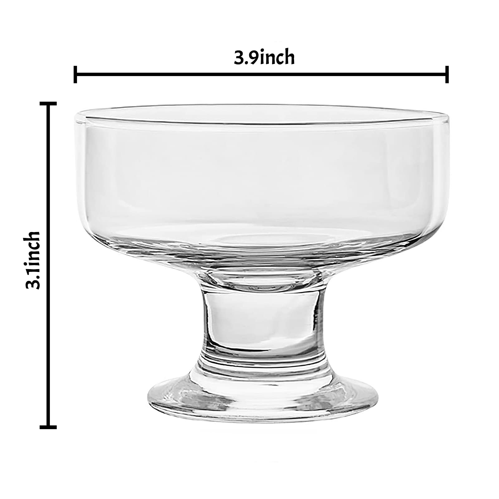 250ml/ 8.8 oz Dessert Bowl Crystal Glass Sundae Ice Cream Bowl Clear Glass Fruit Parfait Cup Mini Footed Dessert Cups for Ices Pudding Fruit Snack Cereal Nuts Cocktail Drinks Party, Dishwasher Safe