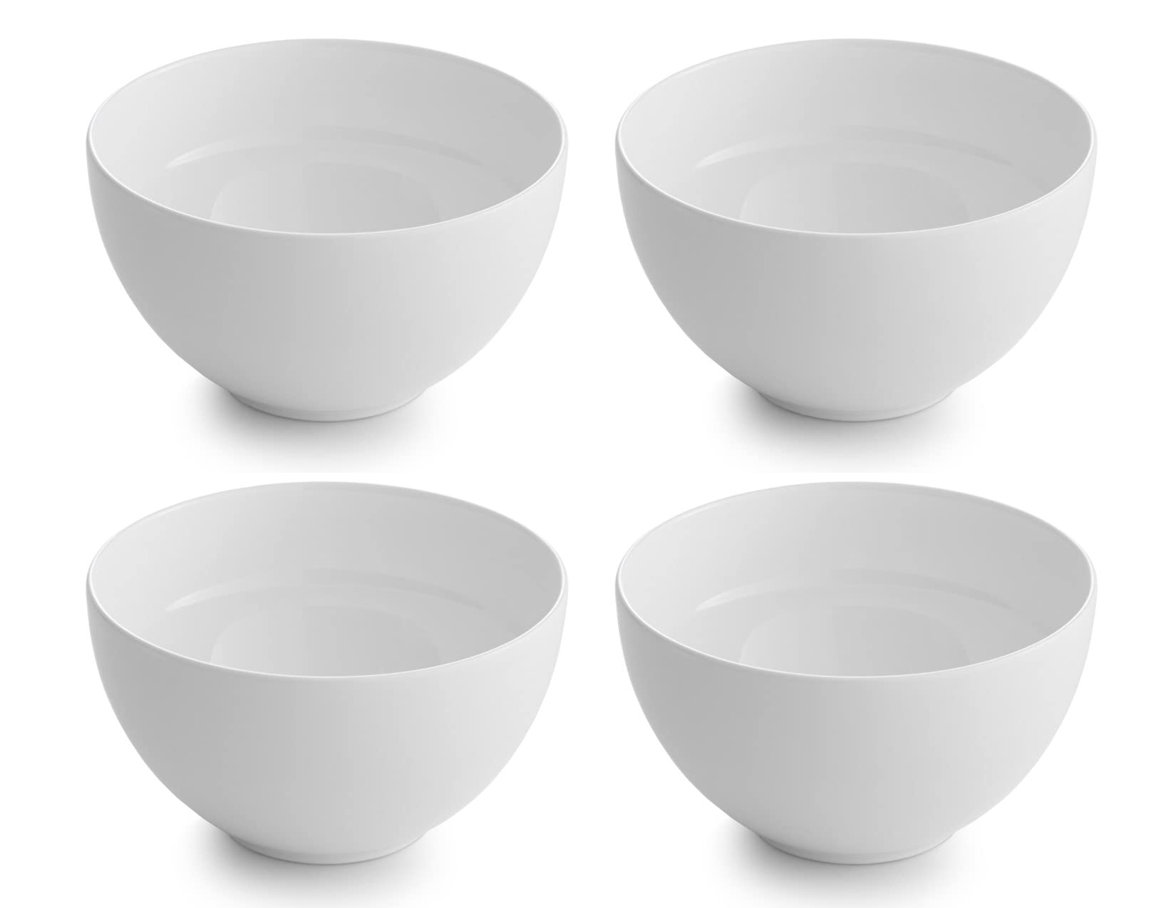 nambe Skye Collection All-Purpose Ceramic Bowls, White, Dishwasher & Microwave Safe, 5.75- inch, Bowls for Cereal, Soup, Rice, Pasta, Salad, and Oatmeal, Set of 4