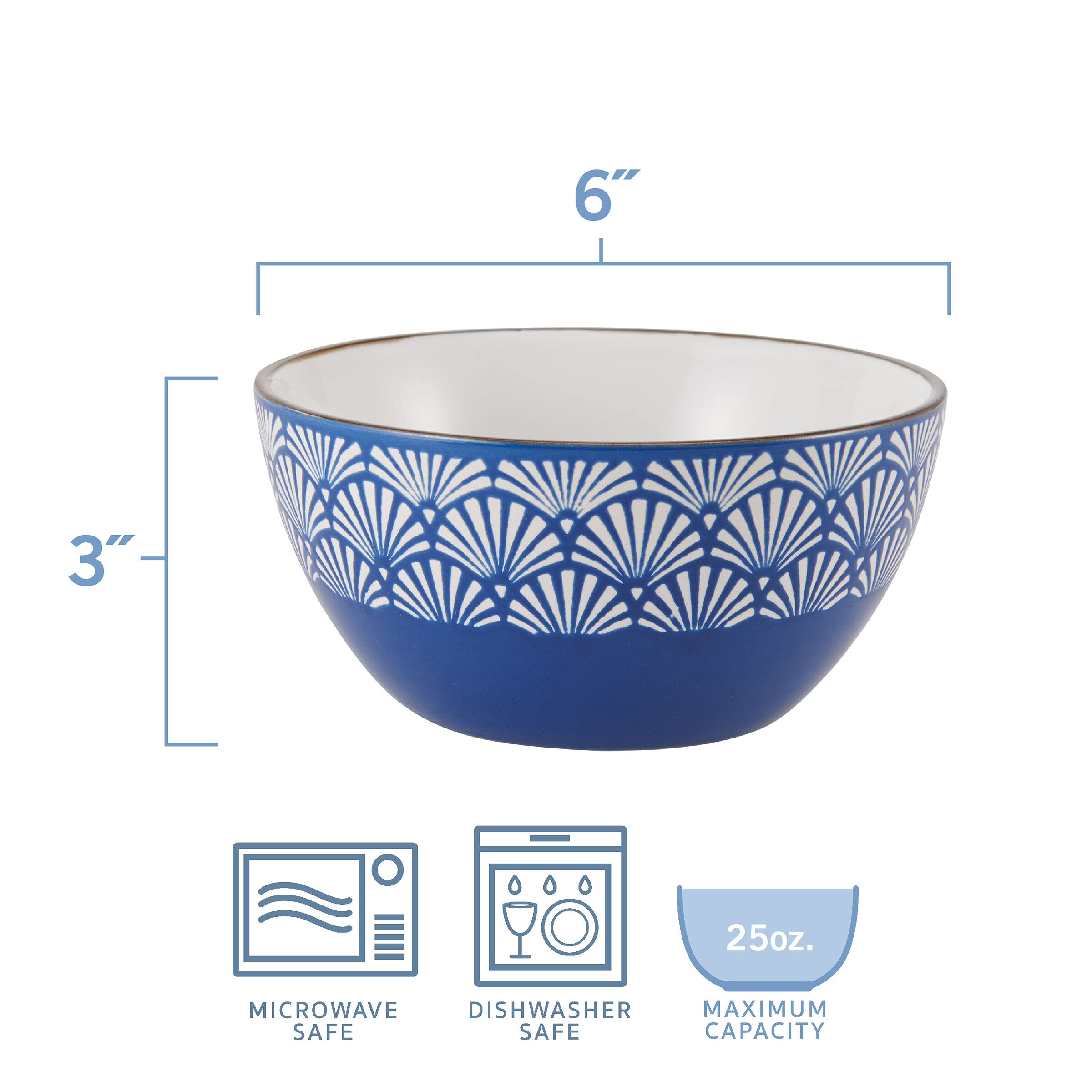 Pfaltzgraff Soup Ceral Bowls, Set Of 6, 25-Ounce, Navy