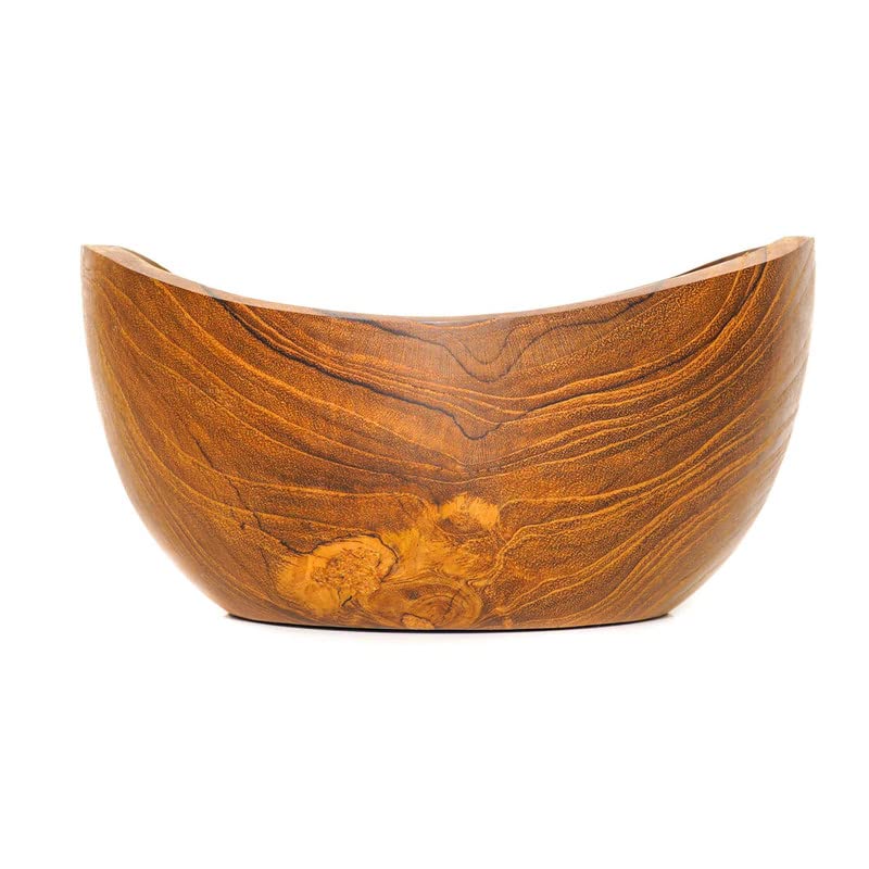 Rainforest Bowls Set of 2 Jumbo Concave Javanese Teak Wood Bowls- 8" Diameter- Perfect for Everyday Use, Hot & Cold Friendly, Ultra-Durable- Premium Custom Design Handcrafted by Indonesian Artisans