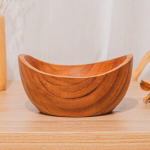 Rainforest Bowls Set of 2 Jumbo Concave Javanese Teak Wood Bowls- 8" Diameter- Perfect for Everyday Use, Hot & Cold Friendly, Ultra-Durable- Premium Custom Design Handcrafted by Indonesian Artisans