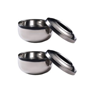 sejong cook 2 pairs koreanstyle double wall rice bowl with high strength stainless steel, food grade stainless, rice bowl for family, korean restaurant, catering, food prep (2 set)