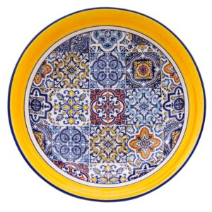 alcoa arte portuguese pottery alcobaca ceramic decorative salad serving bowl (yellow) 023 10*10*2.5inch (l x w x h)