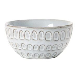 Creative Co-Op Debossed Stoneware Bowl, White, 4 Styles Dinnerware, Cream