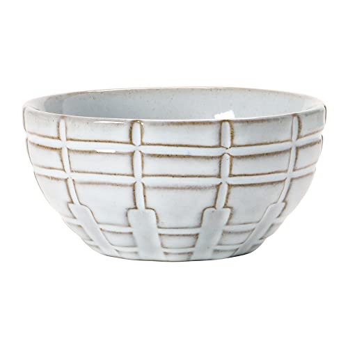 Creative Co-Op Debossed Stoneware Bowl, White, 4 Styles Dinnerware, Cream