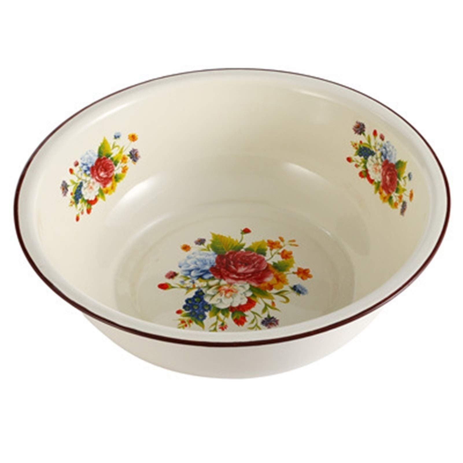 LSLY Bowl Printing Enamel Basin Enamel Tableware Enamels Pots Fruit Bowl Soup Wash Bowl 26cm