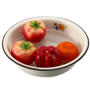 LSLY Bowl Printing Enamel Basin Enamel Tableware Enamels Pots Fruit Bowl Soup Wash Bowl 26cm