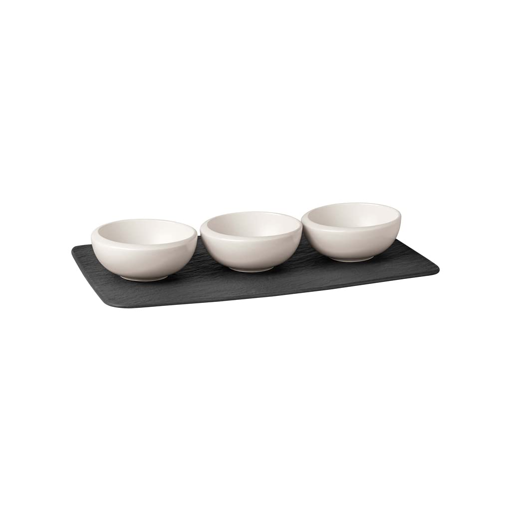 Villeroy & Boch - NewMoon set of dip dishes, set of small bowls for dips or finger food, 4 pieces, premium porcelain, white, dishwasher safe, 10-4264-9023