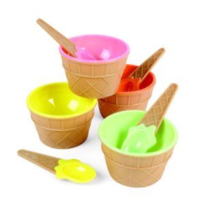 ice cream float dishes with spoons - set of 4