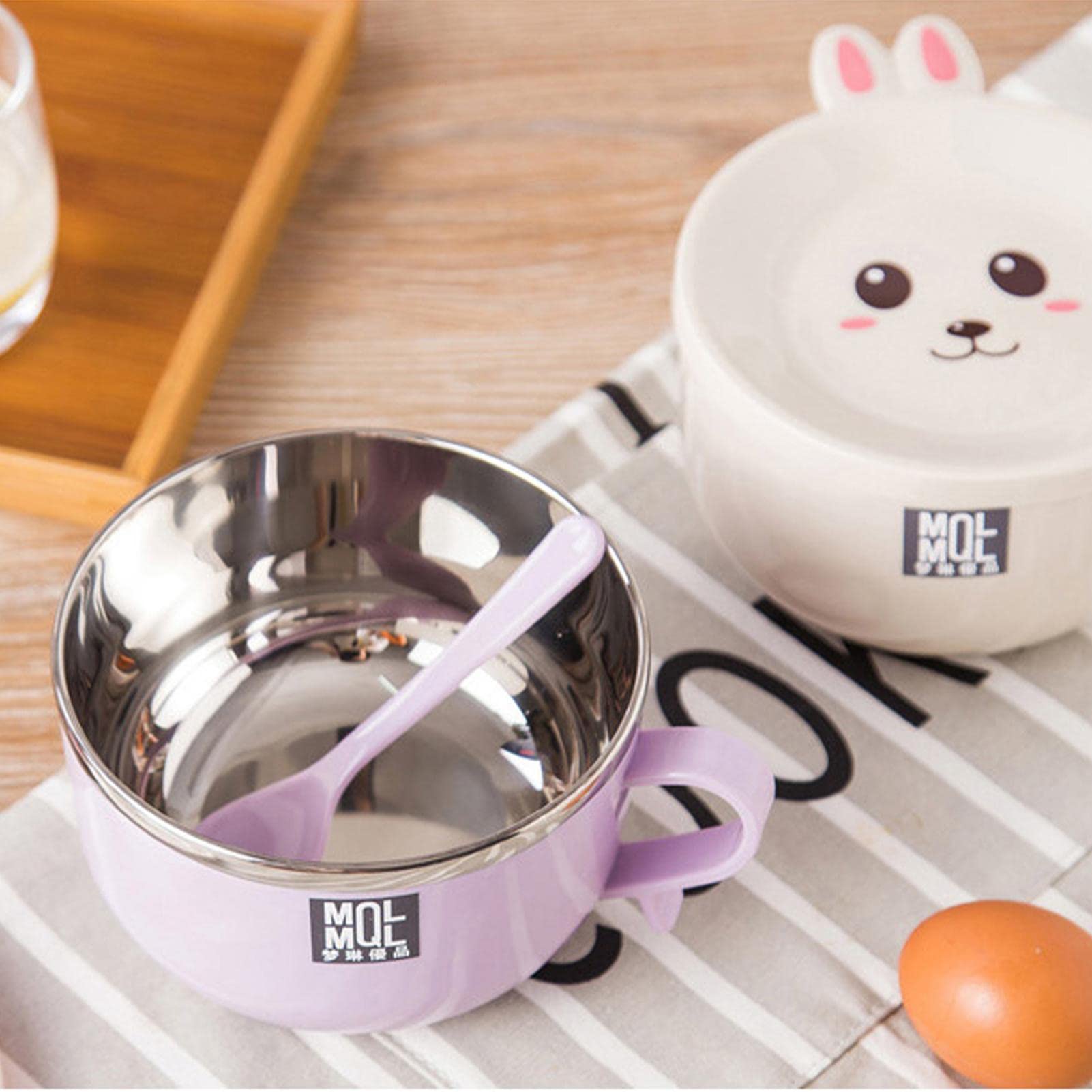 Harrod Soup Cups With Handles | Cute Rabbit Stainless Steel Bowl With Lid Cartoon | Bowl With Lid Insulated Cutlery Stainless Steel Microwave And Dishwasher Safe for Pho Udon Soba Noddle