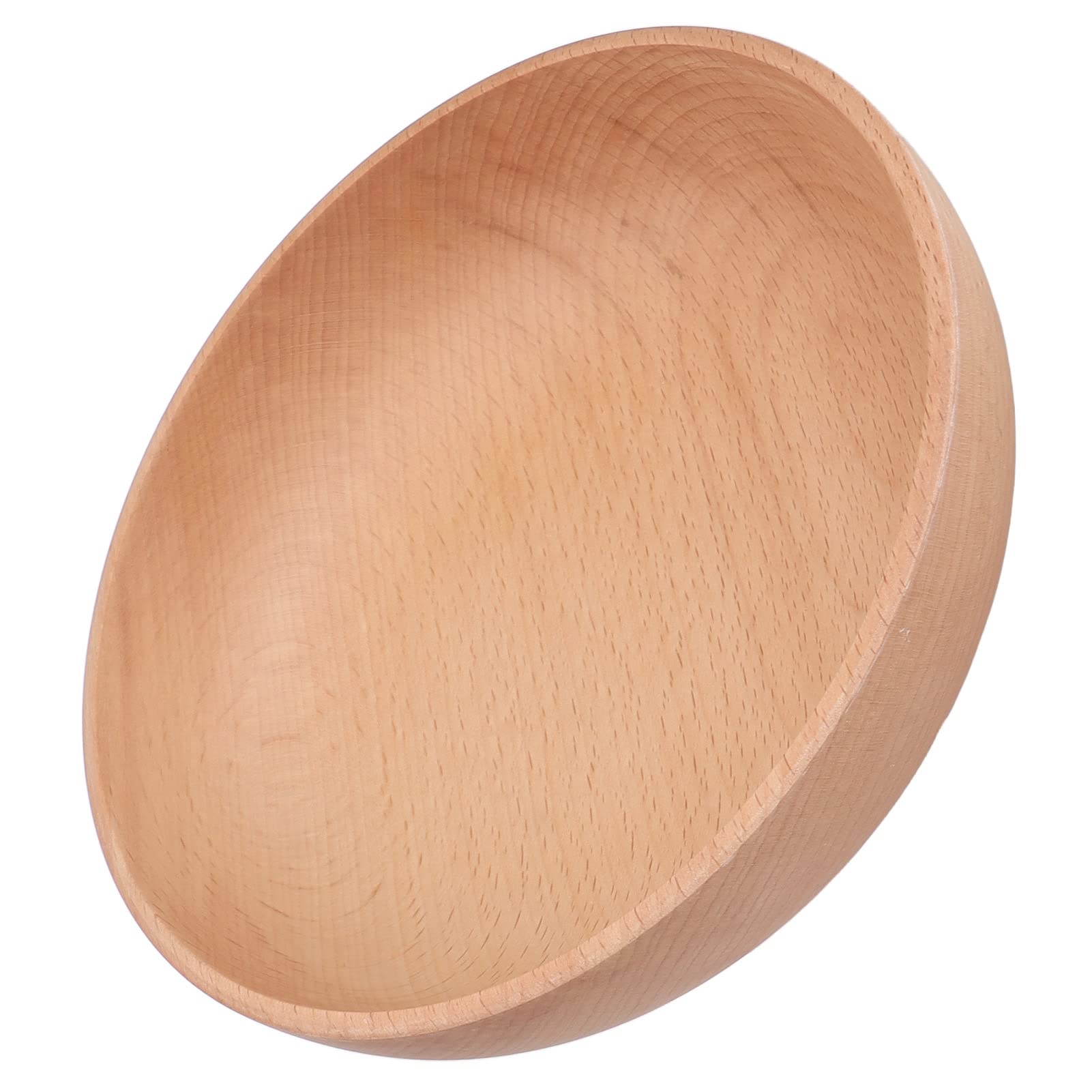 Pssopp Wooden Bowl Round Wooden Serving Bowl Wooden Salad Bowl Round Wooden Bowl Household Beech Wood Bowl for Serving Salad Fruit Dip Sauce Snack Rice Pasta Cereal (L)