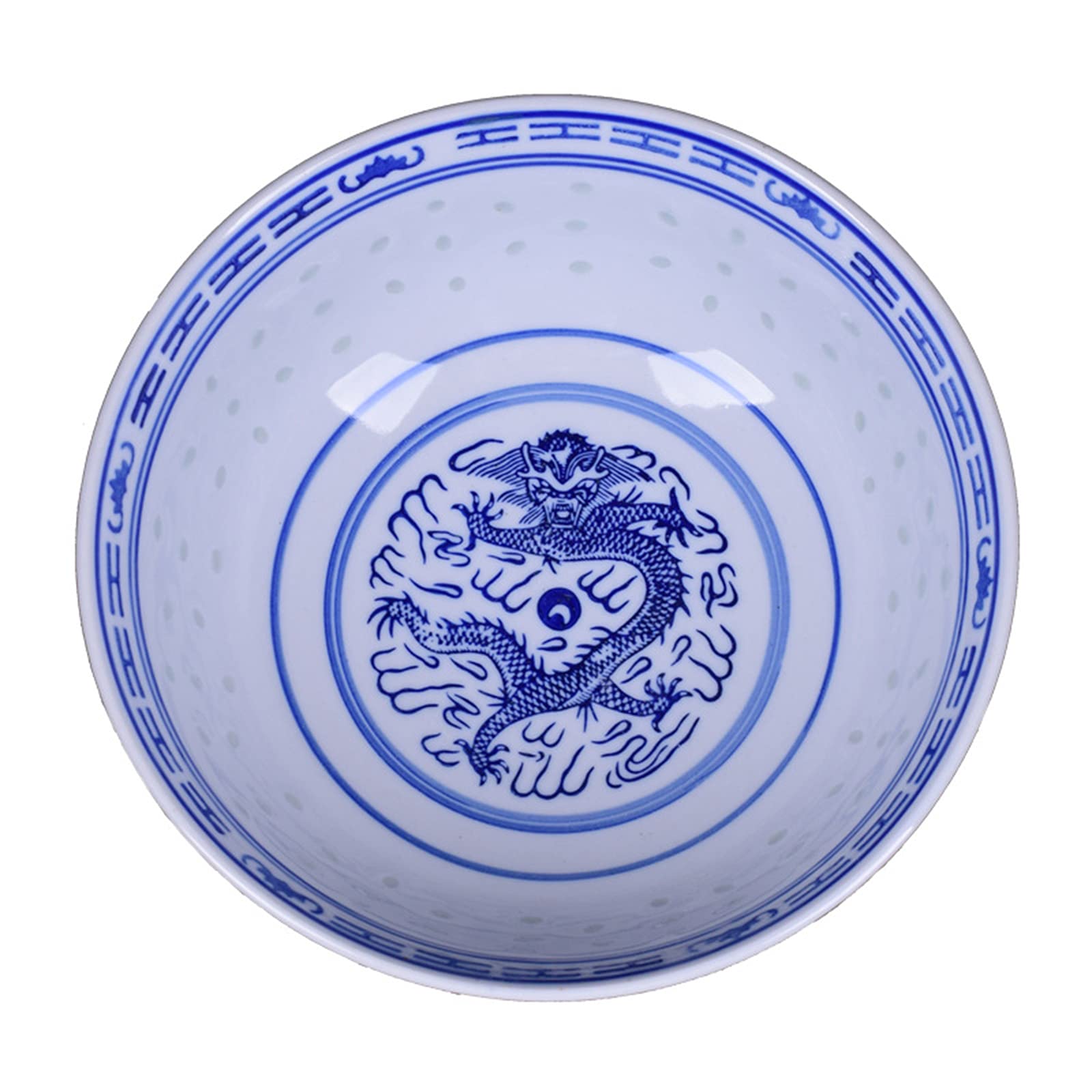 Lihuzmd Ceramic Ramen Noodle Bowls, Blue and White Porcelain Chinese Retro Dessert, Soup, Cereal, Rice, Udon, Asian Noodles Bowl,5in,2PCS