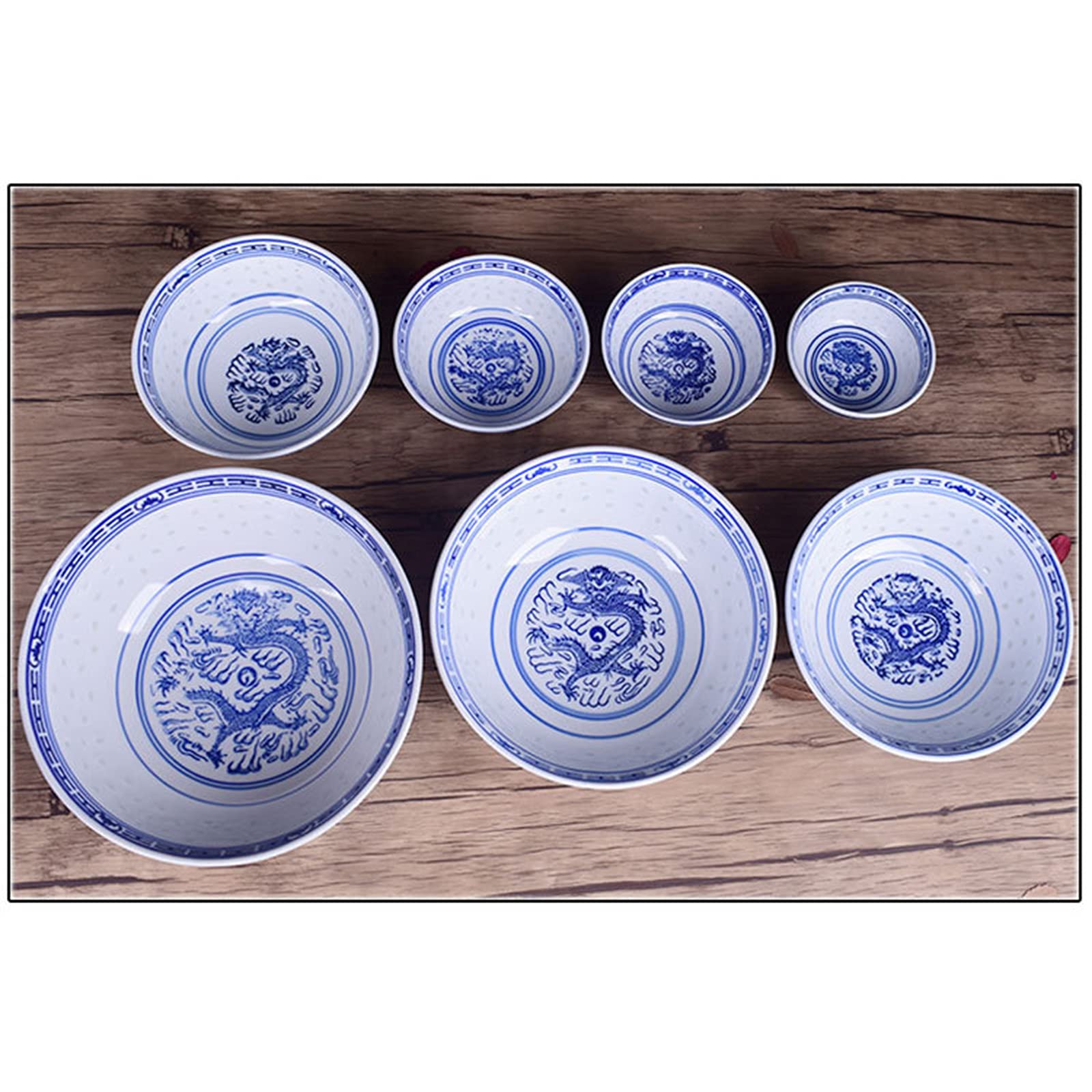 Lihuzmd Ceramic Ramen Noodle Bowls, Blue and White Porcelain Chinese Retro Dessert, Soup, Cereal, Rice, Udon, Asian Noodles Bowl,5in,2PCS