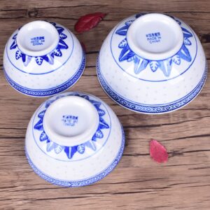 Lihuzmd Ceramic Ramen Noodle Bowls, Blue and White Porcelain Chinese Retro Dessert, Soup, Cereal, Rice, Udon, Asian Noodles Bowl,5in,2PCS