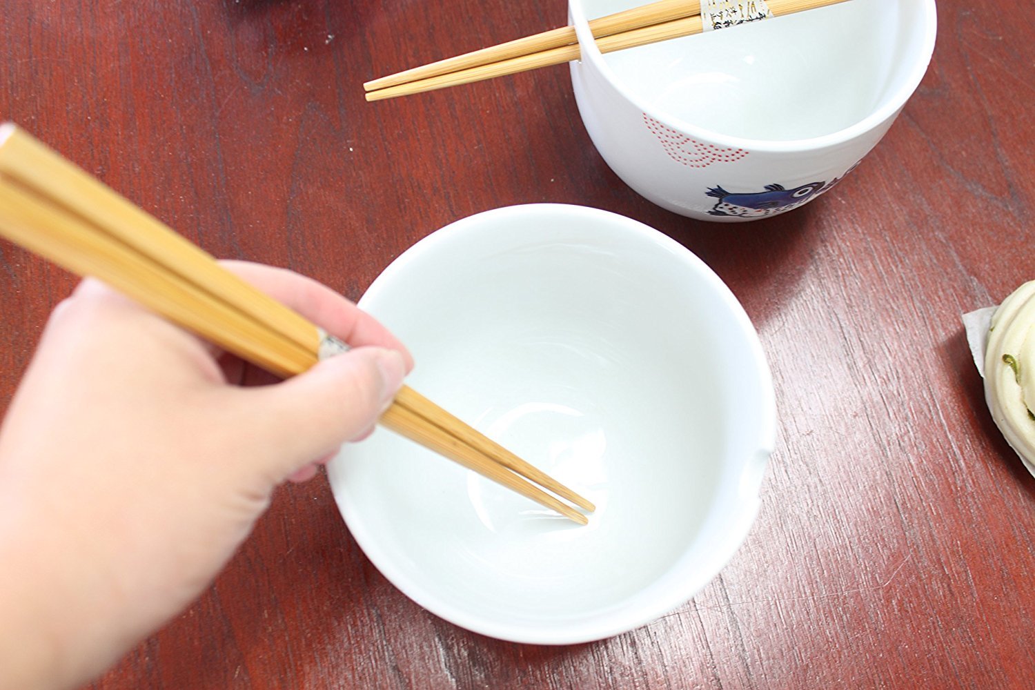 ラーメンボウル [Set of 2] Japanese Porcelain Ceramic Bowls w Chopsticks Ramen Soup Noodle Porridge Menudo Ramen Udon Pasta Cereal Ice cream Pho Rice Instant Noodle ~ We Pay Your Sales Tax (Puffer Fish)