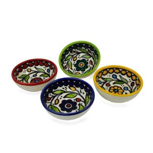 hand painted floral ceramic dipping bowls - set of 4