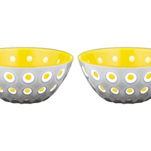 Guzzini Le Murrine Set of 2 Bowl 12cm, Grey/Yellow. Made in Italy Using Exclusive Three-Color Technology