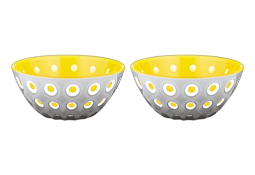 Guzzini Le Murrine Set of 2 Bowl 12cm, Grey/Yellow. Made in Italy Using Exclusive Three-Color Technology