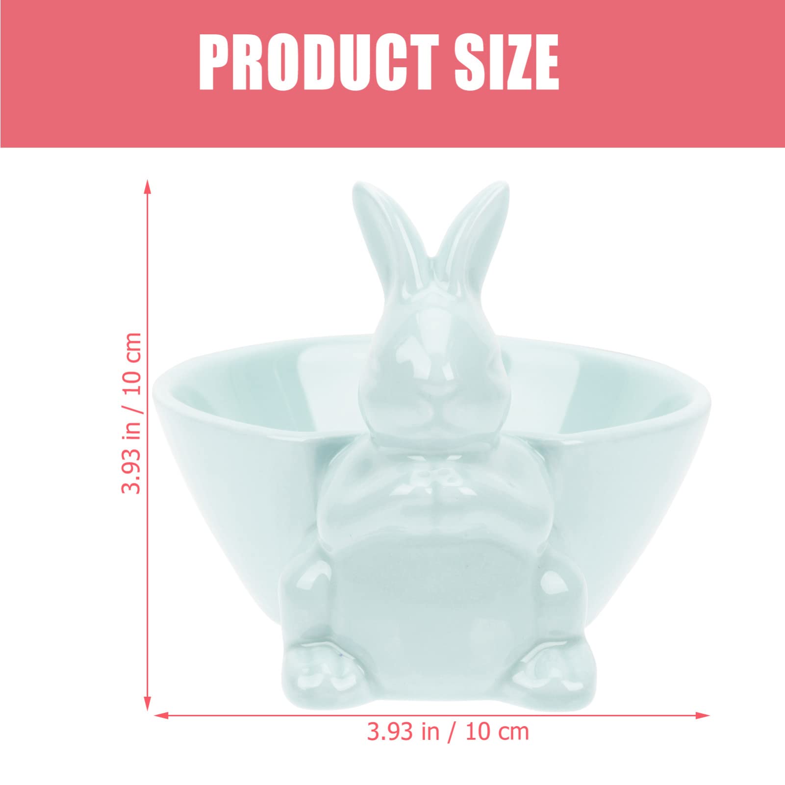 DOITOOL Bunny Candy Dish Easter Rabbit Bowl Ceramic Fruit Bowl Snack Serving Bowl Easter Salad Dessert Bowl Table Decoration (Blue)