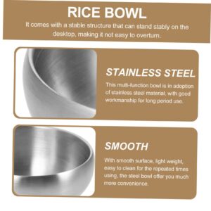 STOBAZA Double Layer Insulation Bowl 4pcs Rice Bowl Serving Bowl Salad Bowl Noodle Bowl Food Bowl Household Silver Stainless Steel Fruit Storage Bowl Kitchen Bowl Stainless Steel Bowl