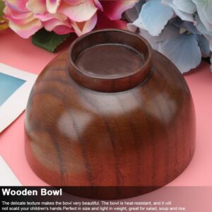 Yosoo Wooden Sauce bowl, Fruit Salad Noodles Rice Dining Bowl, Soup Food Container Tableware for Kitchen houseld Use (Diameter 10cm)