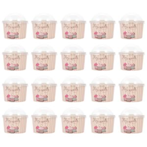 zerodeko yogurt container 50 sets dessert paper cups dessert bowls disposable yogurt bowl ice cream cups lidded cake bowls for sundae bar cake