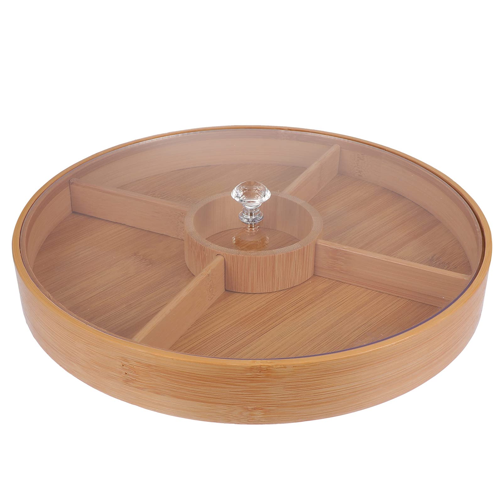 DOITOOL Veggie Tray Vegetable Tray Sectional Snack Serving Tray with Lid Wooden Compartment Nut and Candy Plates Dried Fruit Dishes Containers for Home Appetizer Serving Tray Appetizer Serving Tray